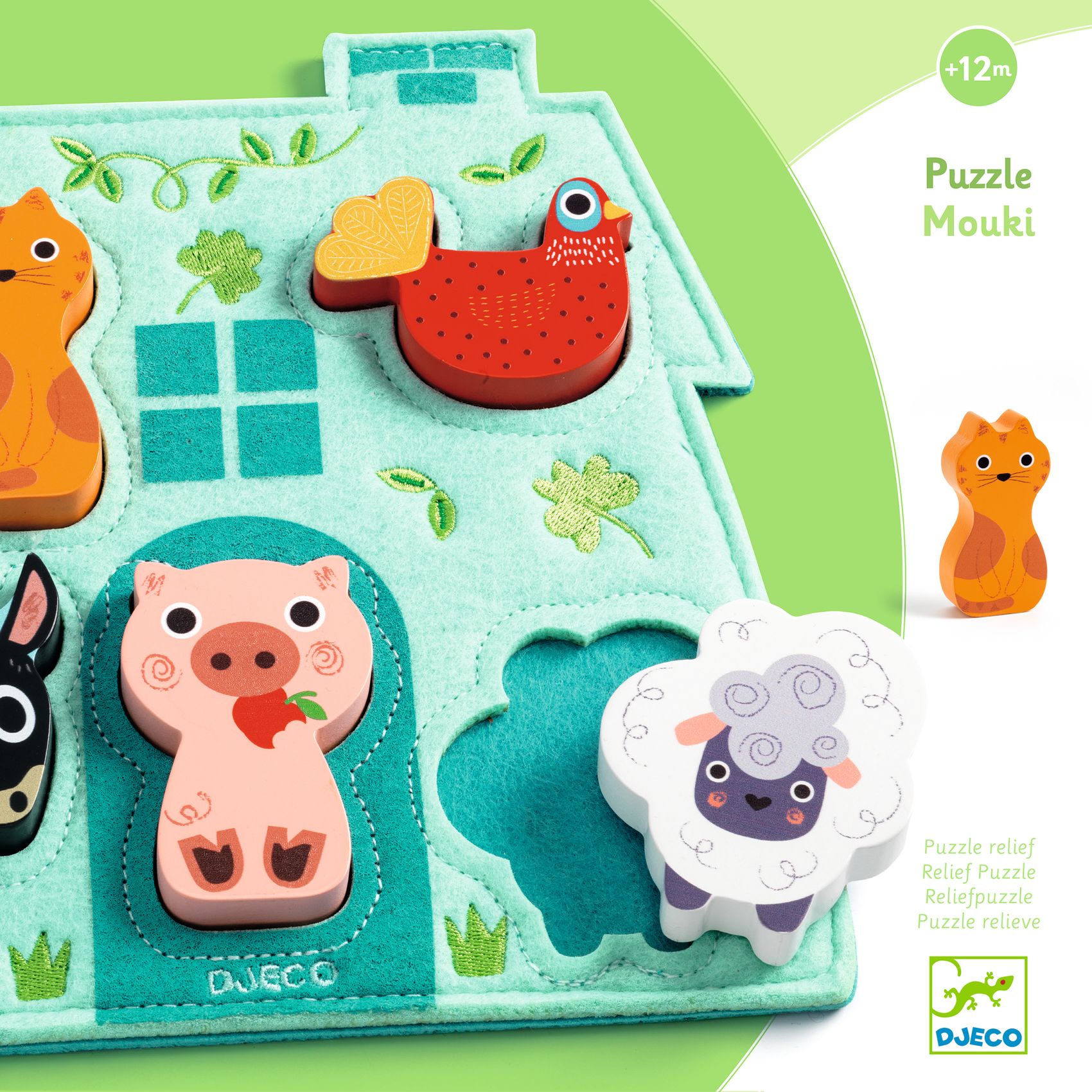 Djeco - Pussel - Relief Puzzle - Mouki 5 Delar