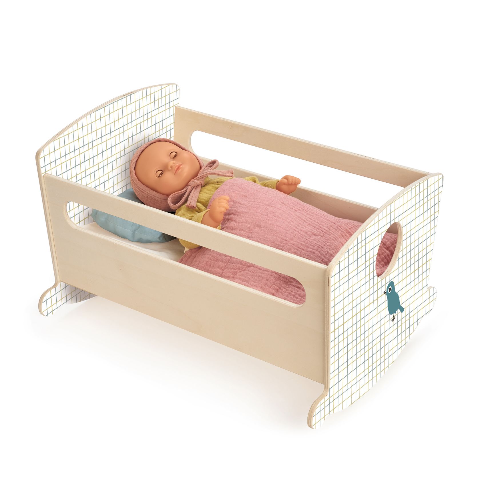 Djeco - Docktillbehör - Doll Rocking Bed Blue Night