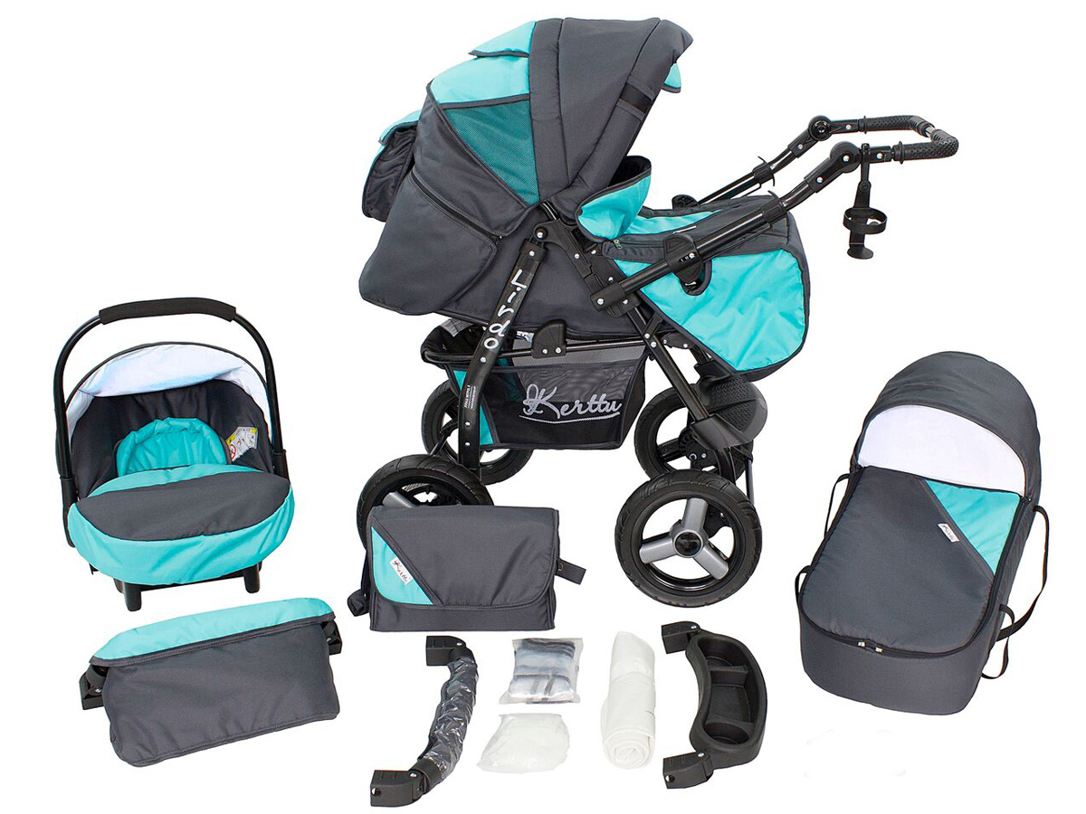 Barnvagn - Lirdo Kombi 3 in 1 Barnvagn - Turquoise/Grey