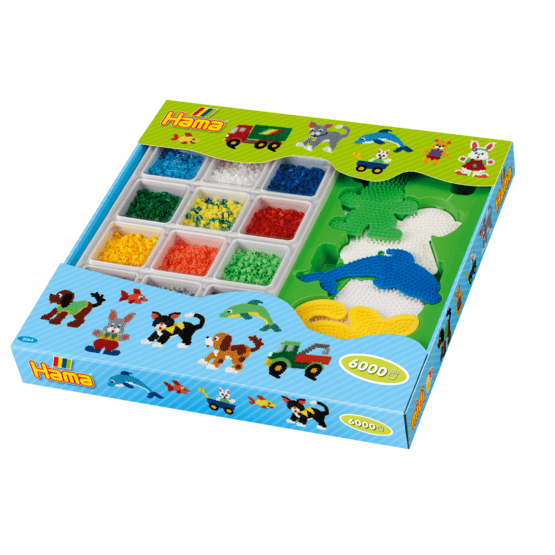 Hama, Midi Pärlor - Giant open gift box 6000 st blå