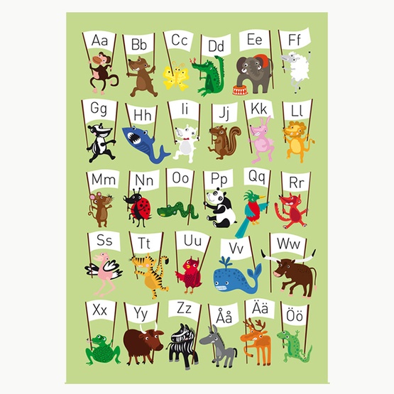 Ejvor - Poster Abc Djur Grön - Litenleker.se