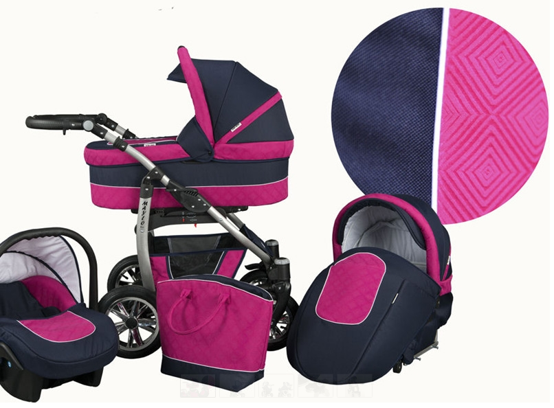 Baby Merc - Maylo Barnvagn 3In1 - Cerise/Mörkblå - Litenleker.se