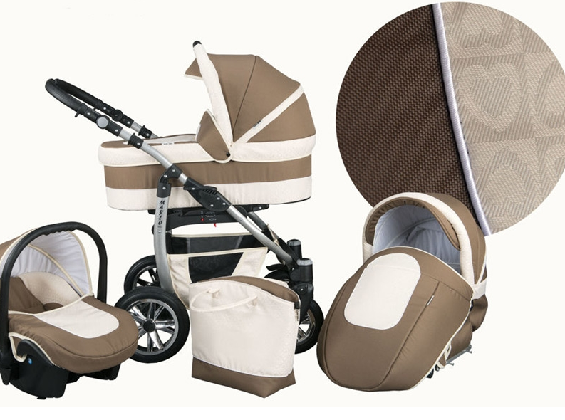 Baby Merc - Maylo Barnvagn 3 In 1 - Brun/Krämvit - Litenleker.se