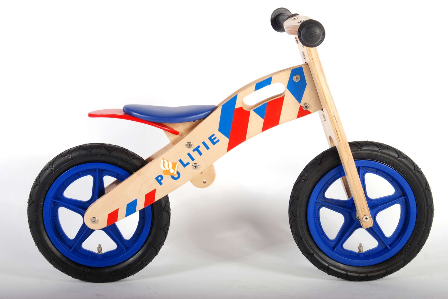 Yipeeh - Houten Loopfiets 12" Politie - Blue