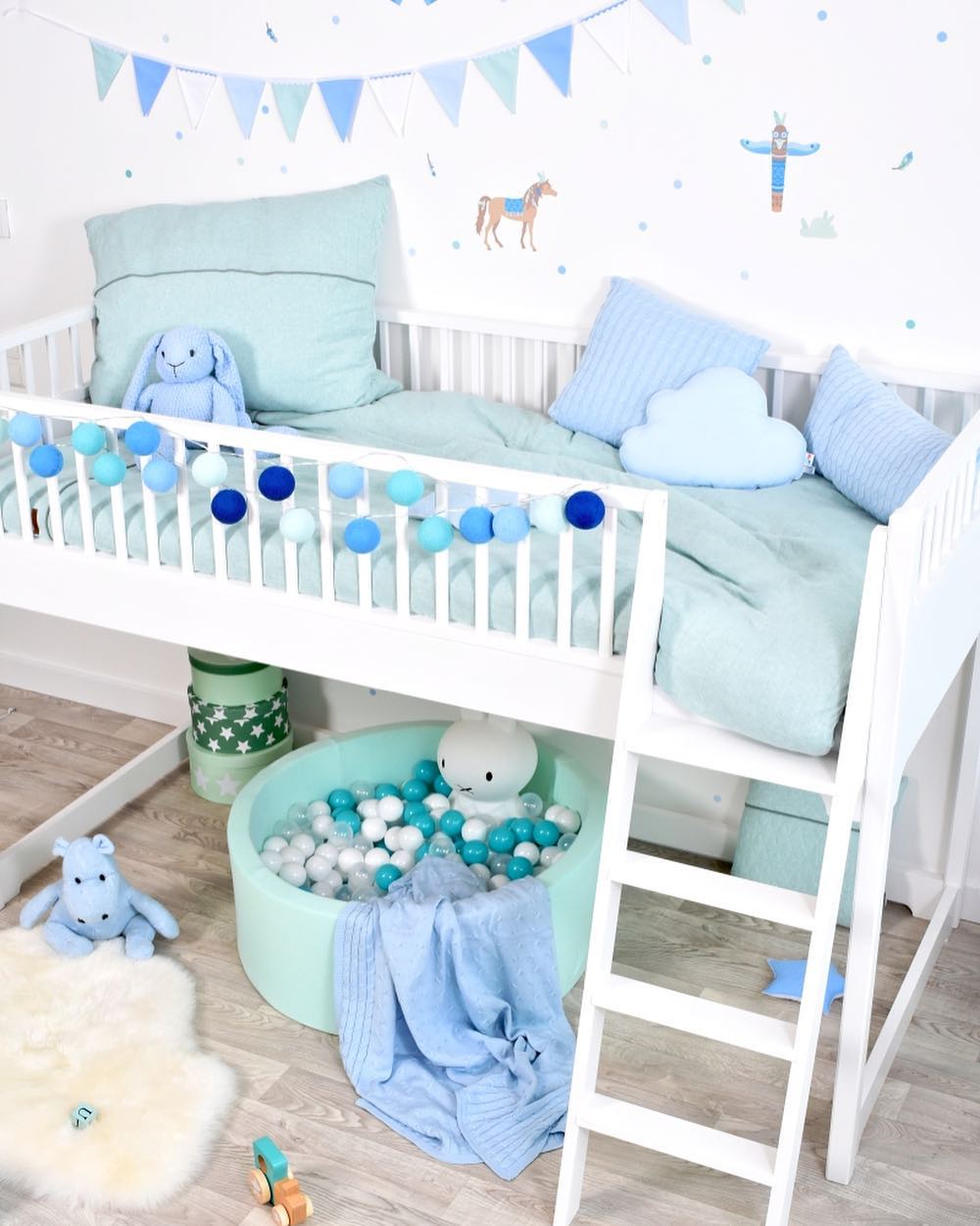 Meow Baby - Bollhav - Mint - Vita/Gråa/Mintfärgade Bollar