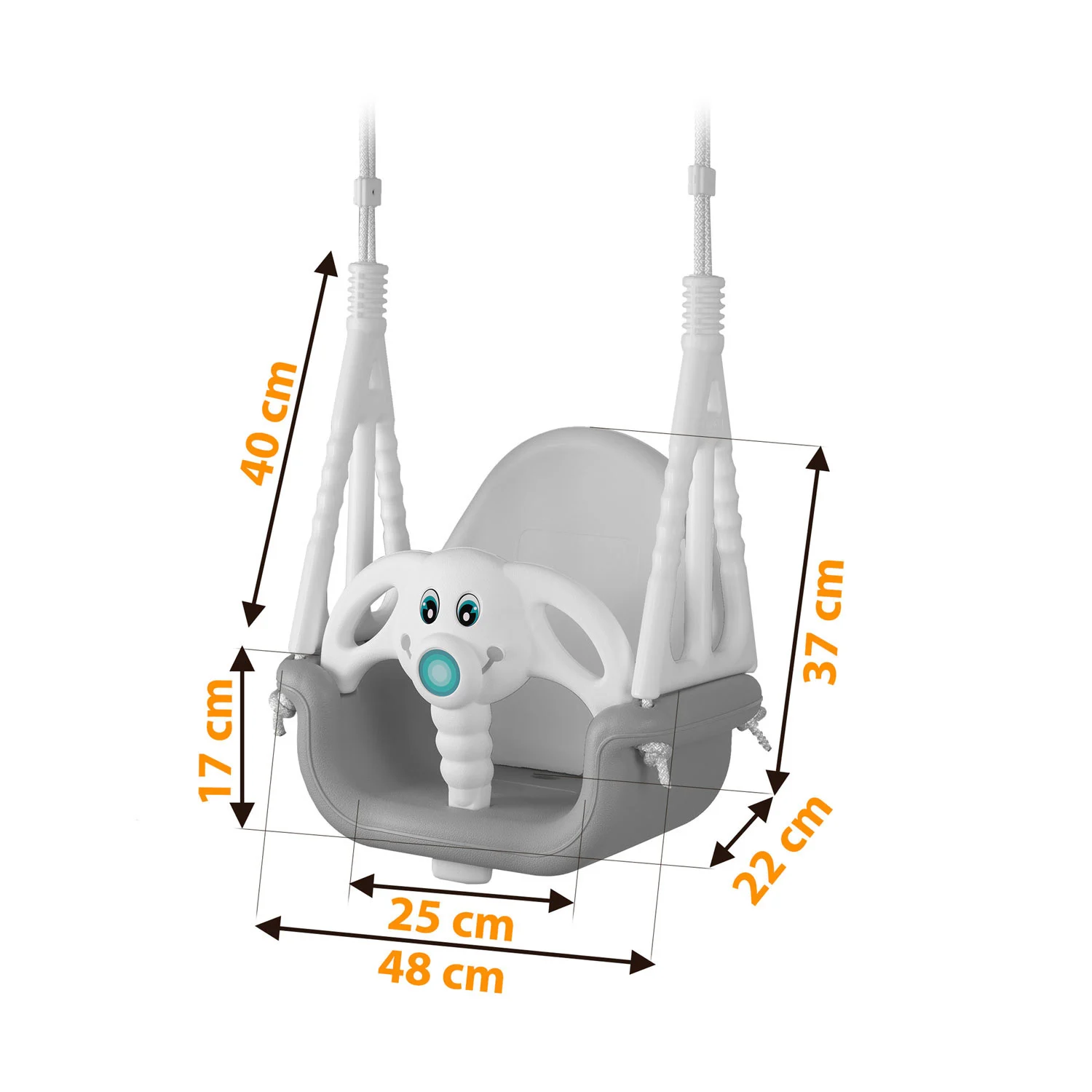 Babygunga - Elefant - Upp Till 7 År Eller 30 Kg - Gråvit