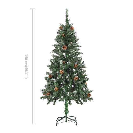 Plastgran Med Kottar Och Vitt Glitter 150 Cm