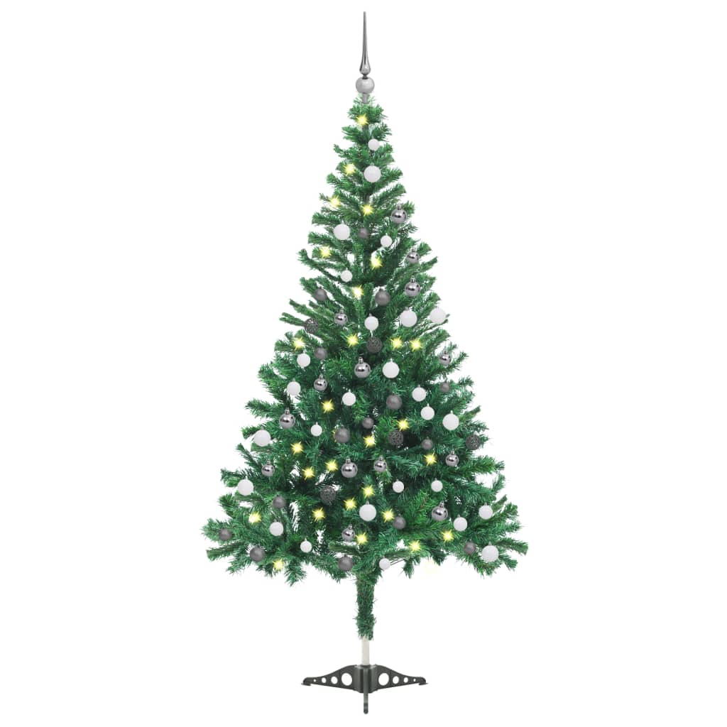 Plastgran Med Led Och Julgranskulor 120 Cm 230 Grenar
